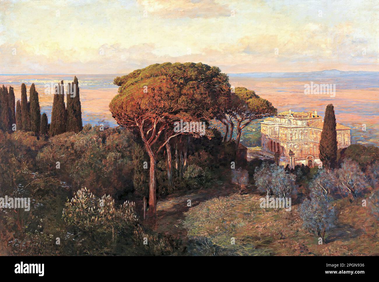 Roeder Max - View of the Villa Falconieri - German School - 19th and ...