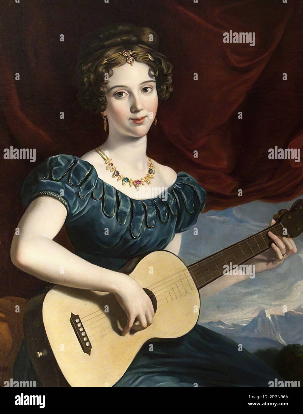 Stieler Joseph Karl - a Lady of the Petre Family Playing the Guitar ...