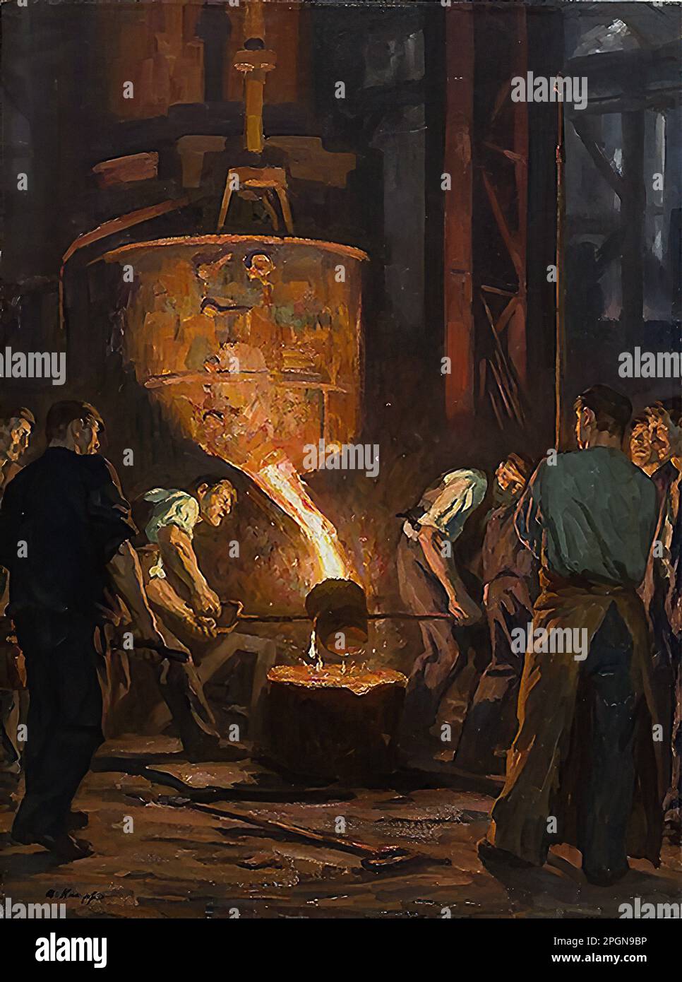 Kampf Arthur - Steelworkers (the Worker as Hero) - German School - 19th ...