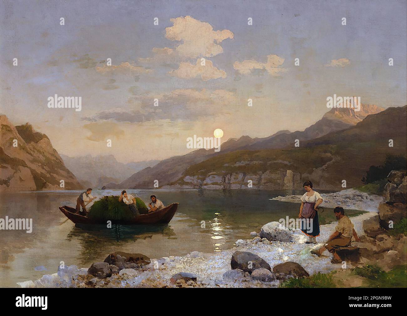 Hall Georg Eduard Otto - Norwegian fjord landscape in Midsummer ...