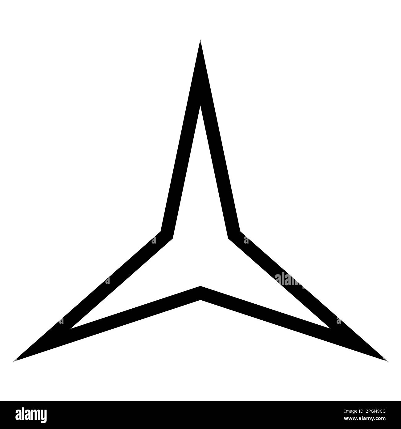 Simple monochrome vector graphic of a three pointed star on a white ...