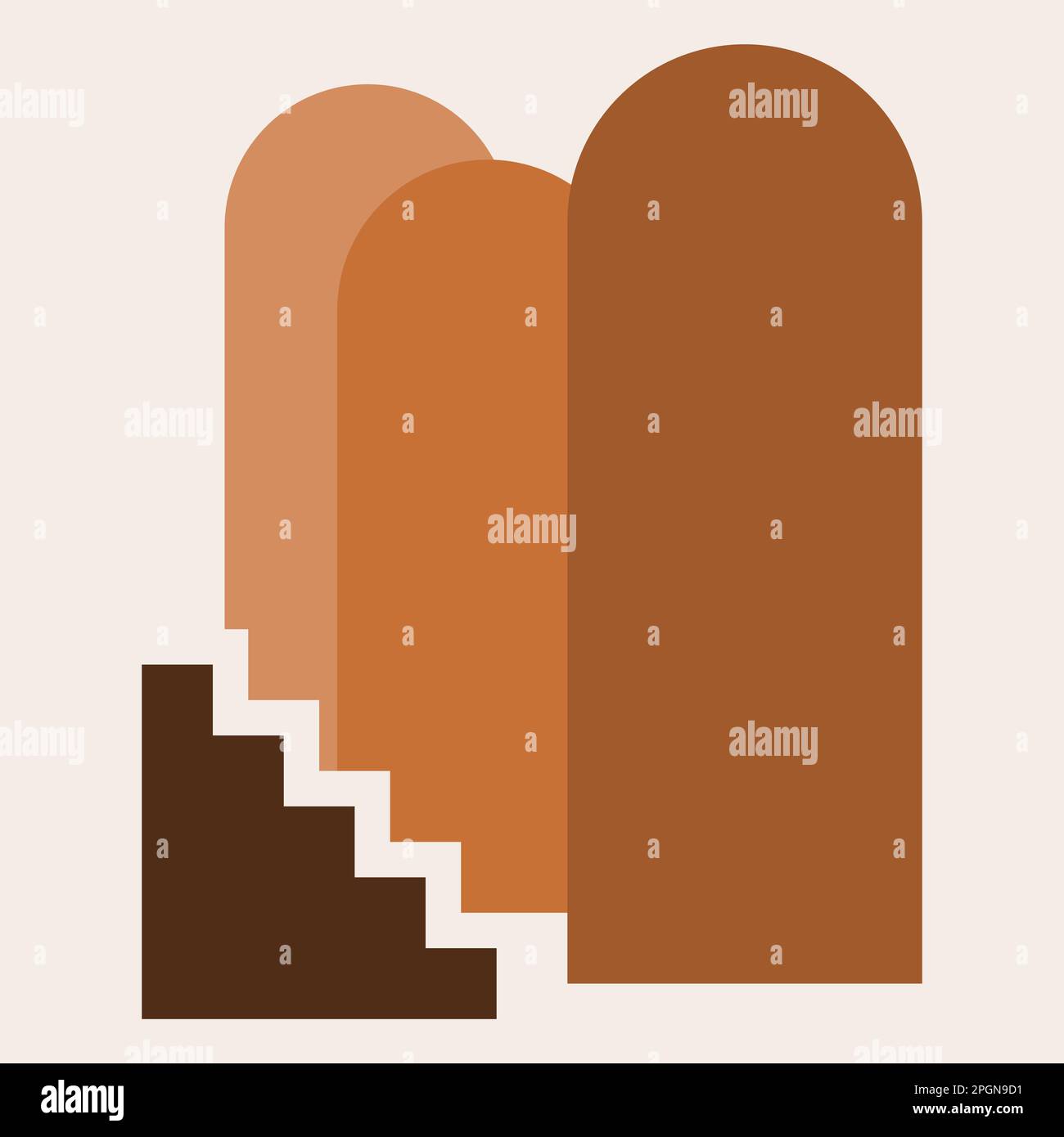 Vector graphic of three brown doors and a set of steps as a piece of ...