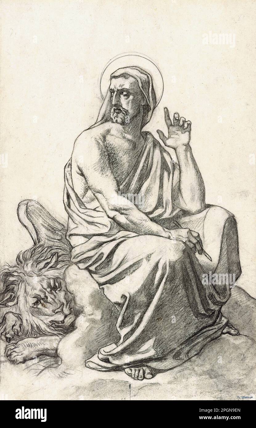 Lehmann Henri - St Mark and His Lion - German School - 19th Century ...