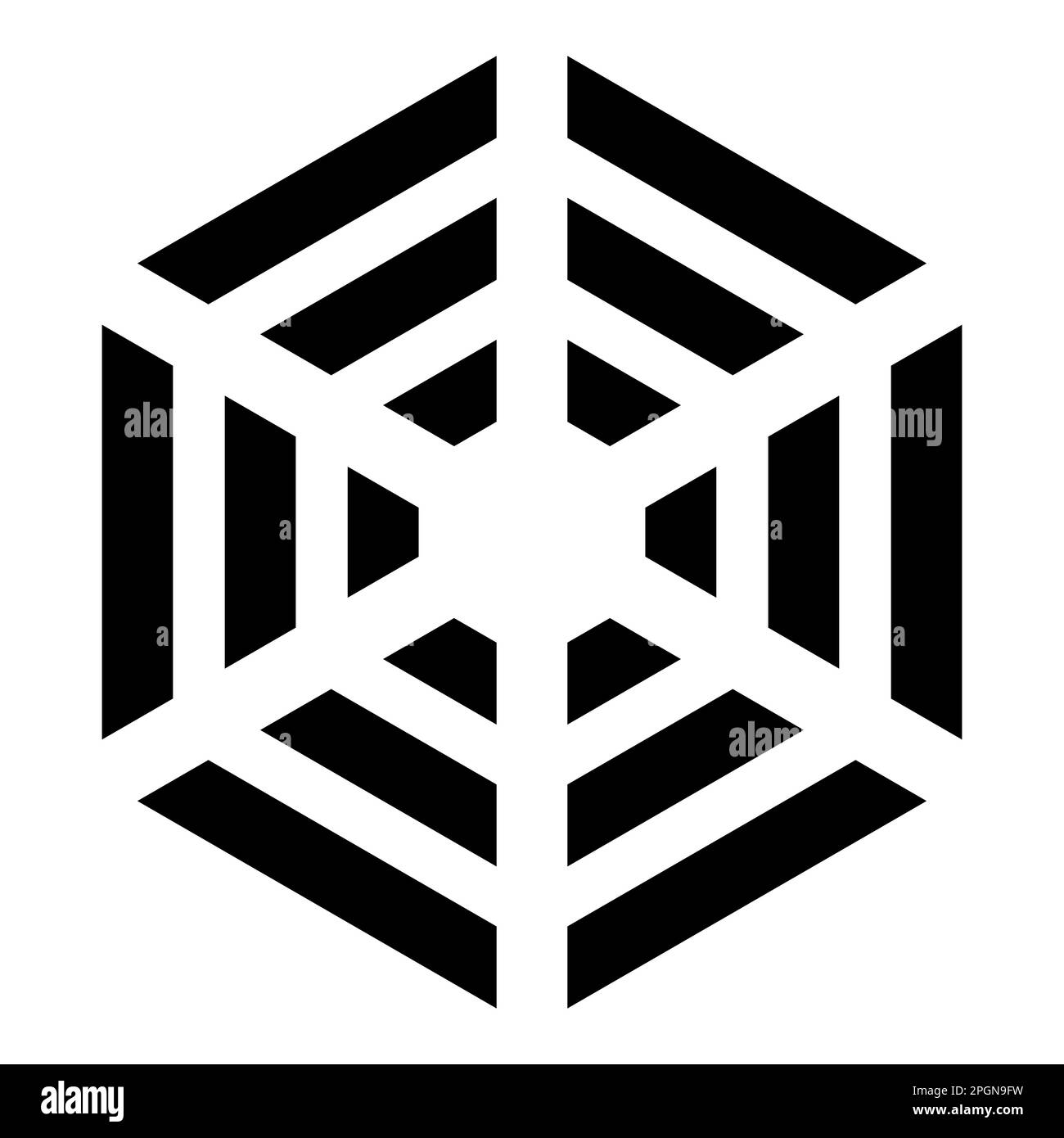 Monochrome vector graphic of hexagonal icon which could be used as a ...