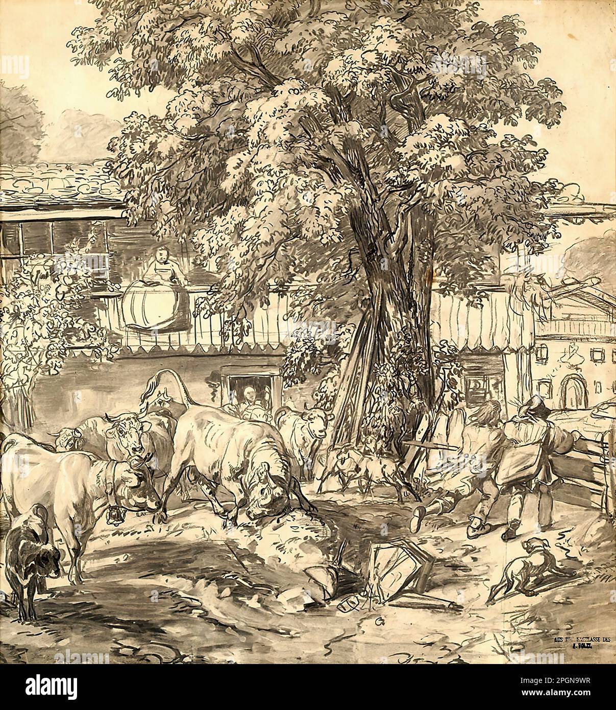 Voltz Friedrich - The Bull Is Losing - German School - 19th Century ...