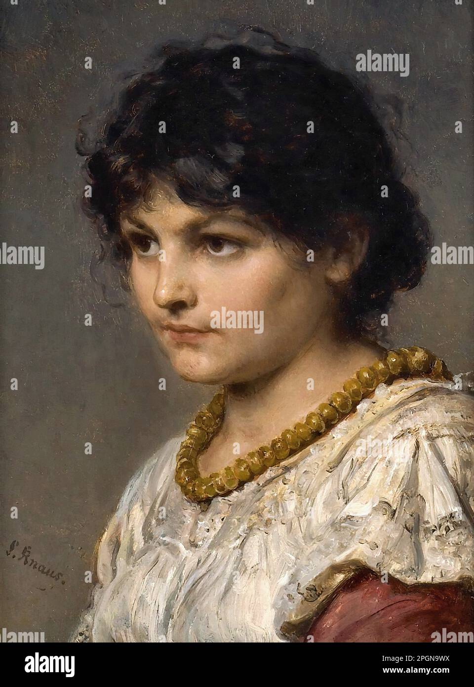 Knaus Ludwig - Young Girl - German School - 19th Century - Knaus Ludwig ...
