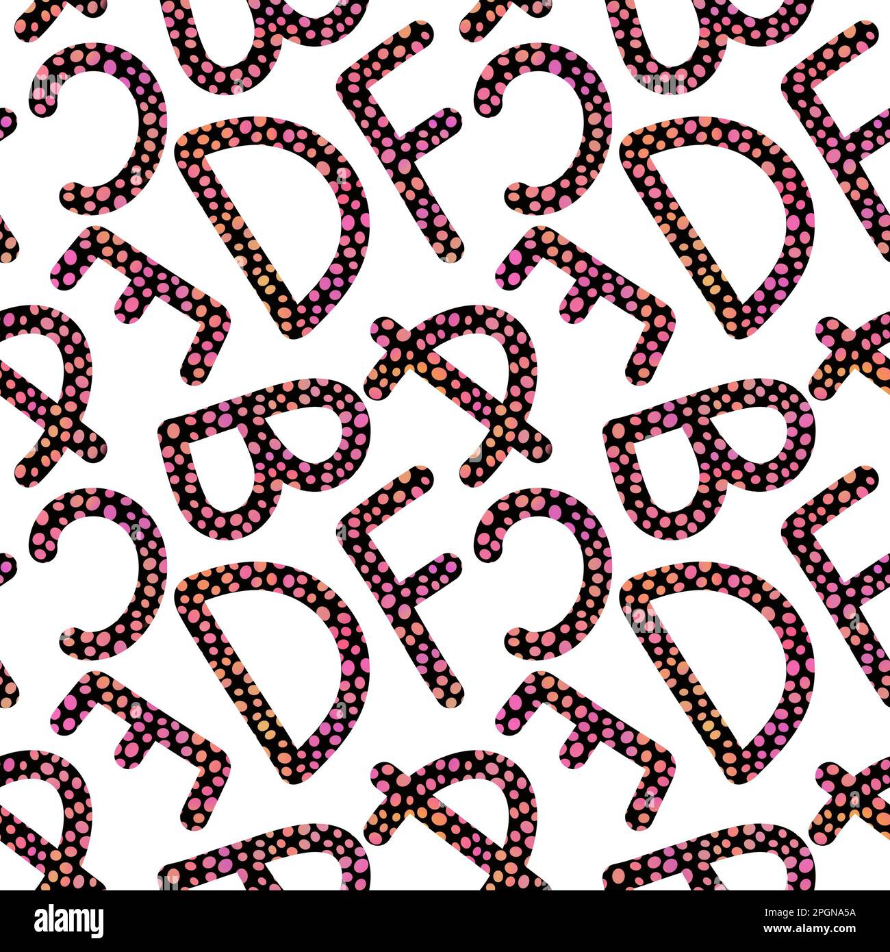 Cartoon polka dots school seamless alphabet pattern for kids clothes ...