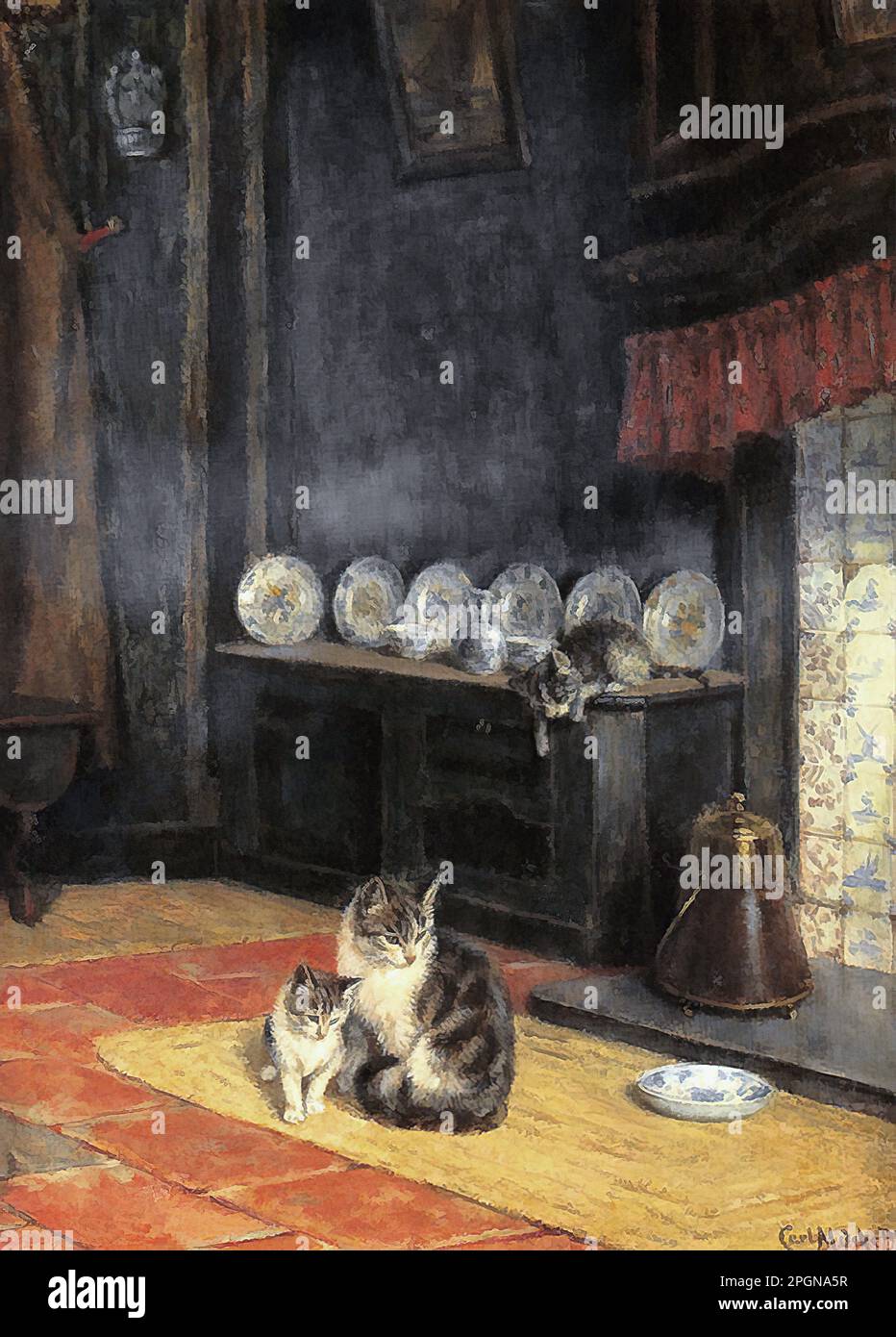 Mucke Carl Emil - Feeding Time - German School - 19th Century - Mucke ...