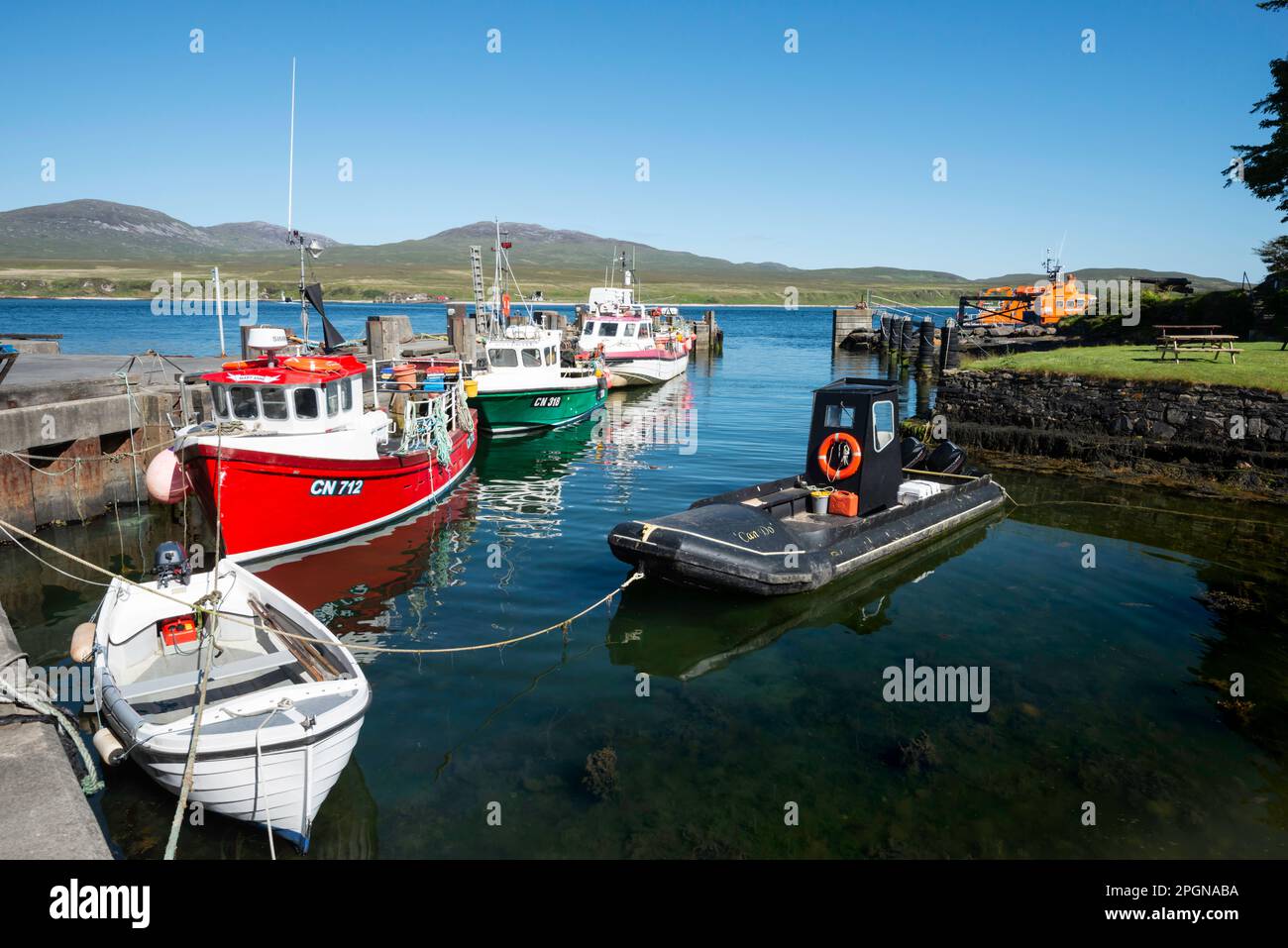 Commercial fishing boats, Scotland Islay, Port Askaig Harbour and Ferry ...