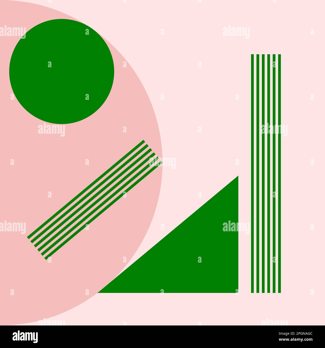 Vector graphic in a modern art style, comprising of a green triangle ...