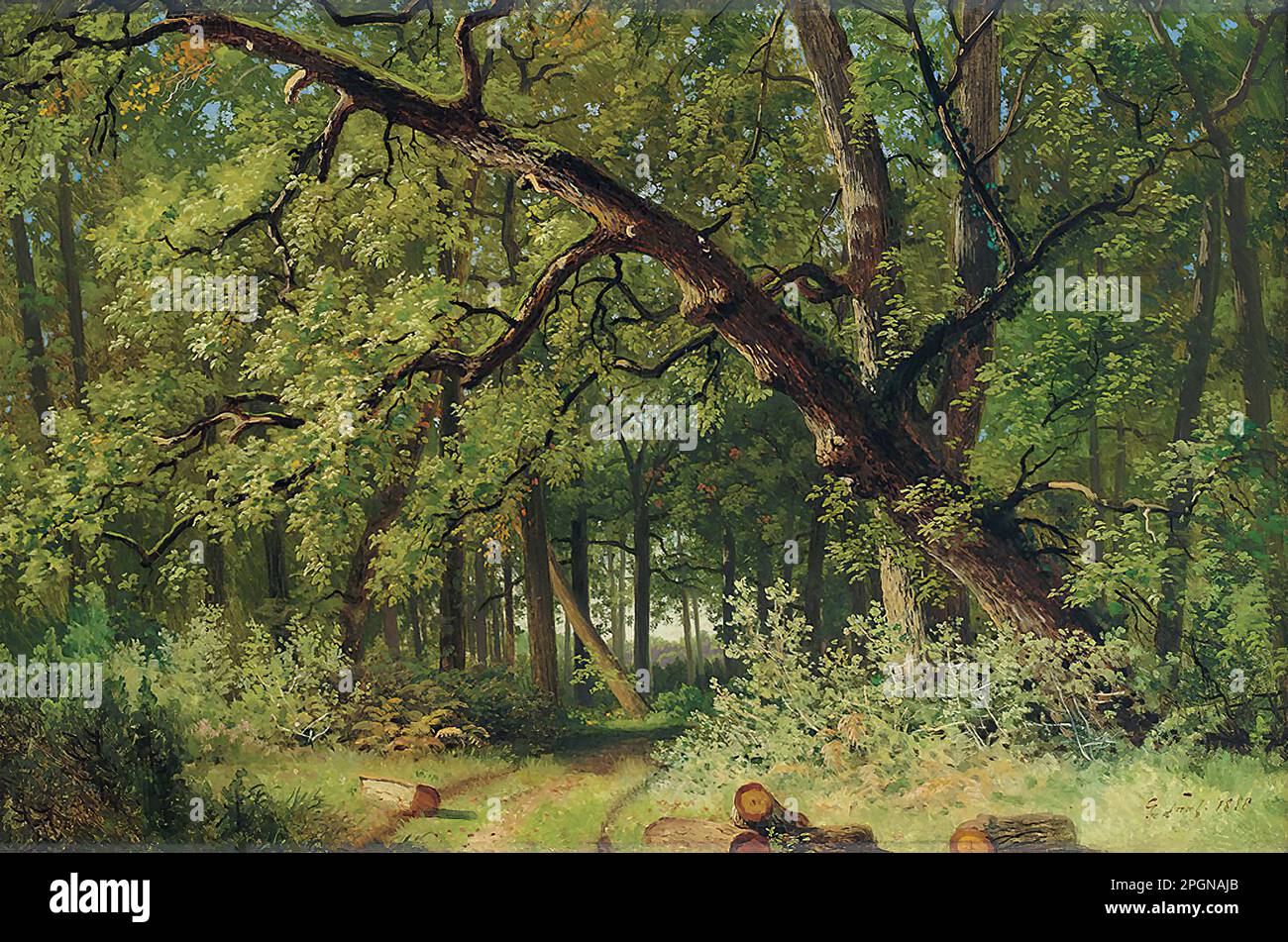 Georg Eduard Otto Hall - Forest Landscape Near Fontainebleau With ...