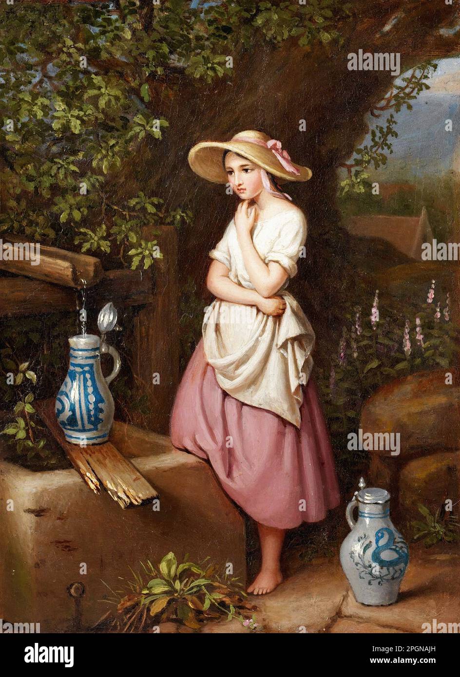 Embde Caroline Von Der - Girl At The Fountain - German School - 19th ...