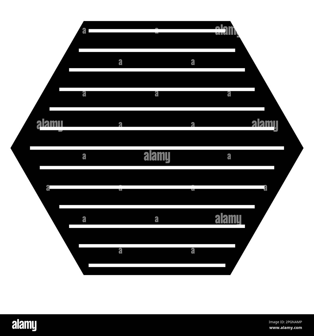 Monochrome Vector Graphic Of A Black Hexagon Intersected By White