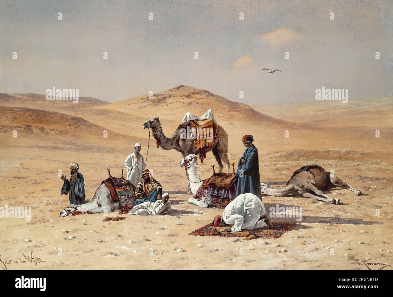 Perlberg Friedrich - Prayer in the Desert - German School - 19th and ...