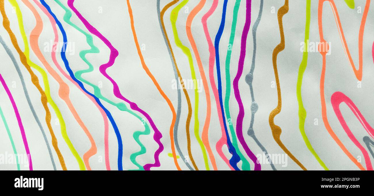 Colorful abstract scribble by felt-tip pen, handwritten lines by marker ...