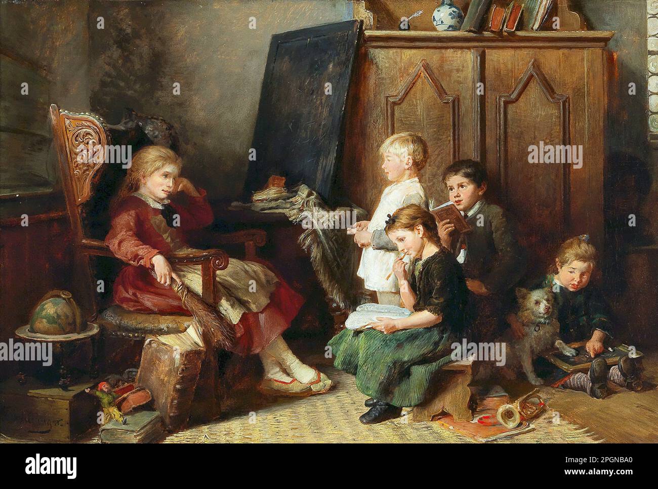 Schlesinger Felix - Children Reading (The strict teacher) - German ...