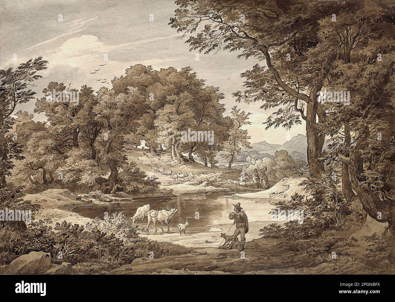 Preller I Friedrich - an Italianate Landscape with Shepherds - German ...