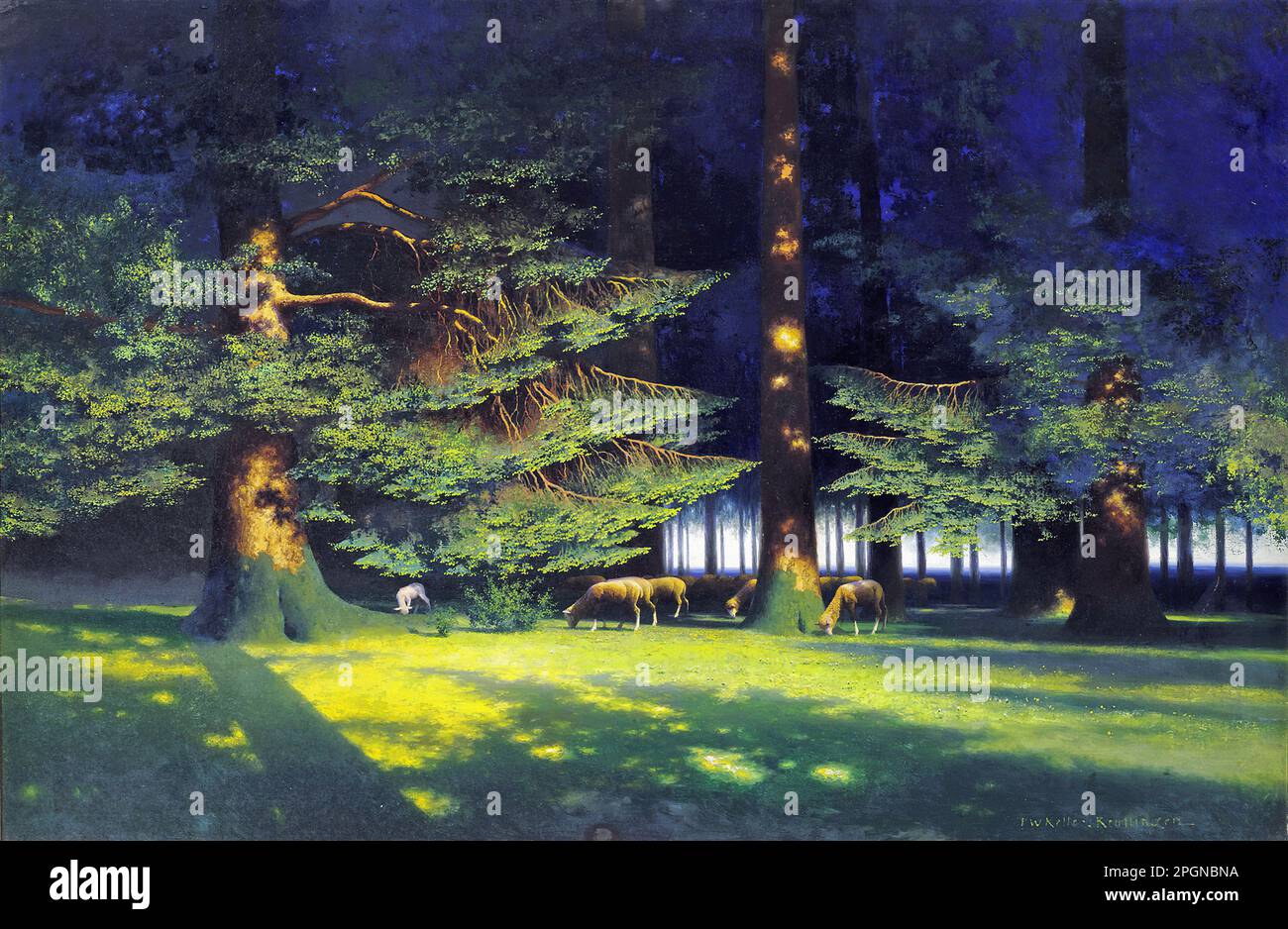 Keller-Reutlingen Paul Wilhelm - Inside the forest with a grazing herd ...