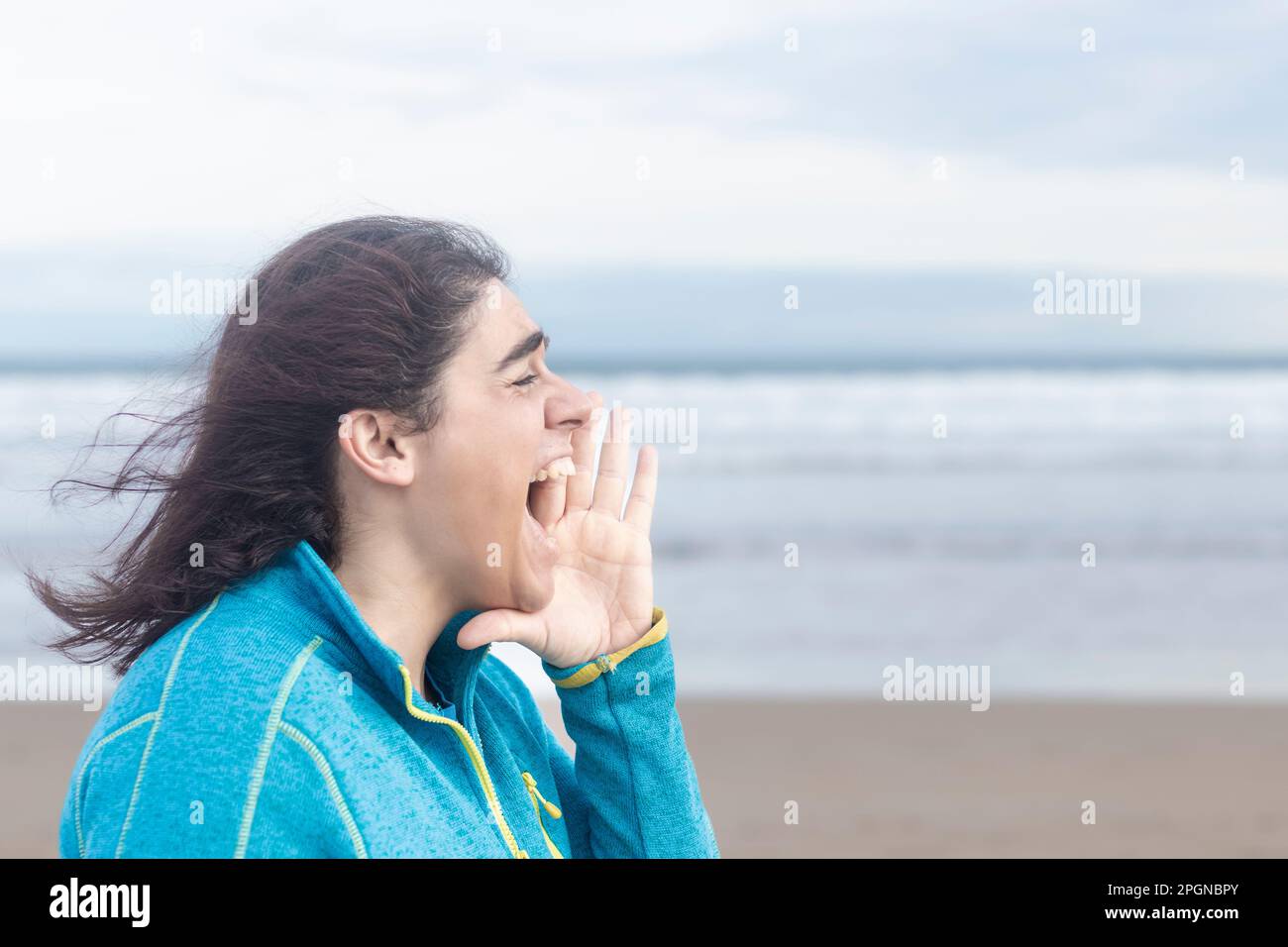 Angry woman on beach hi-res stock photography and images - Alamy
