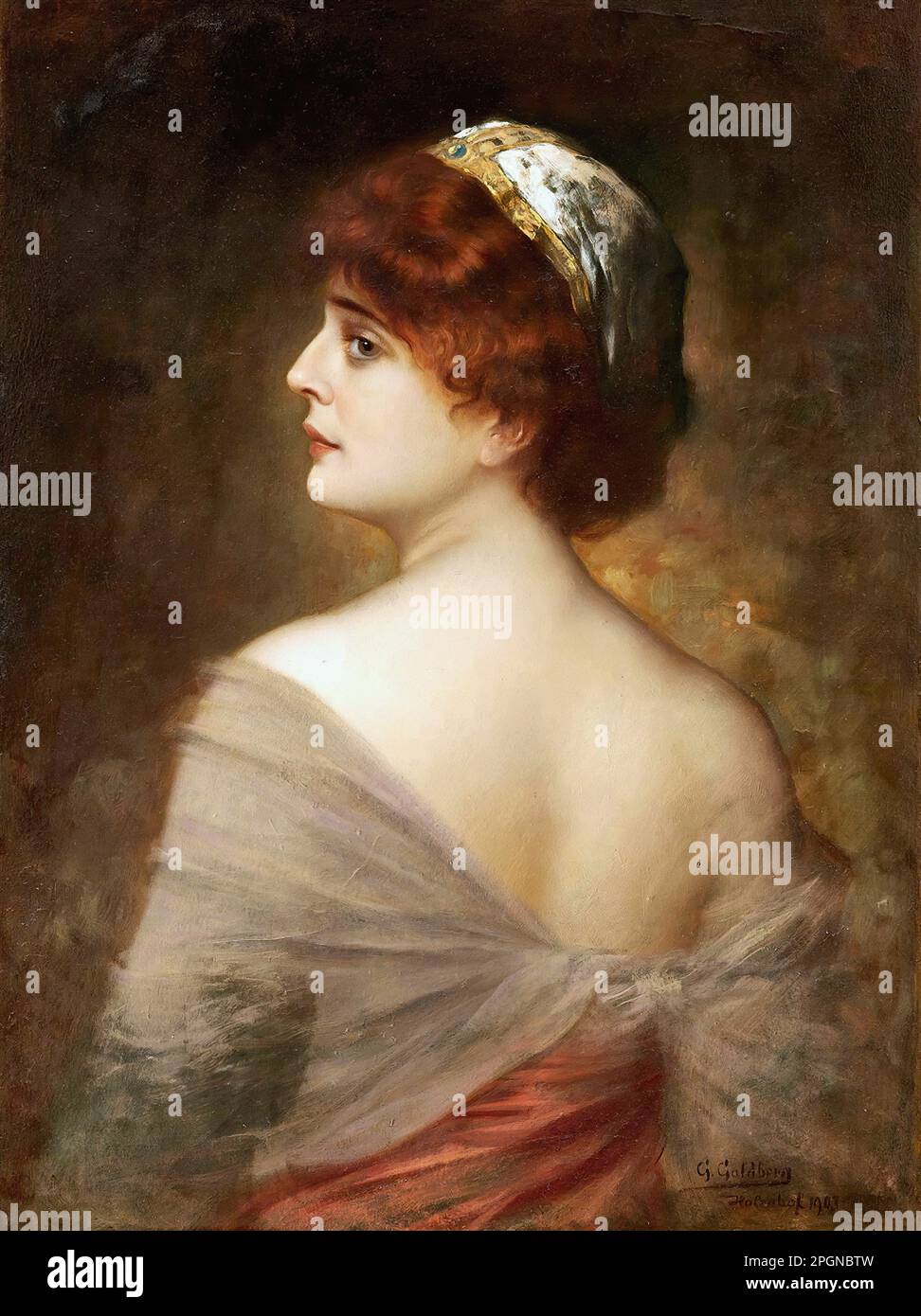 Goldberg Gustav Adolf - Portrait of a Young Lady - German School - 19th ...