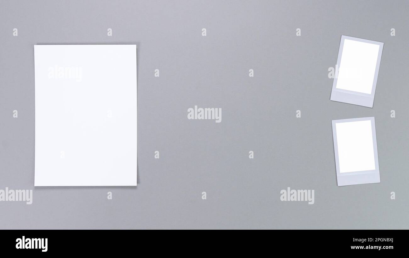 Template composition with blank photo cards, gift cards, photo frame ...