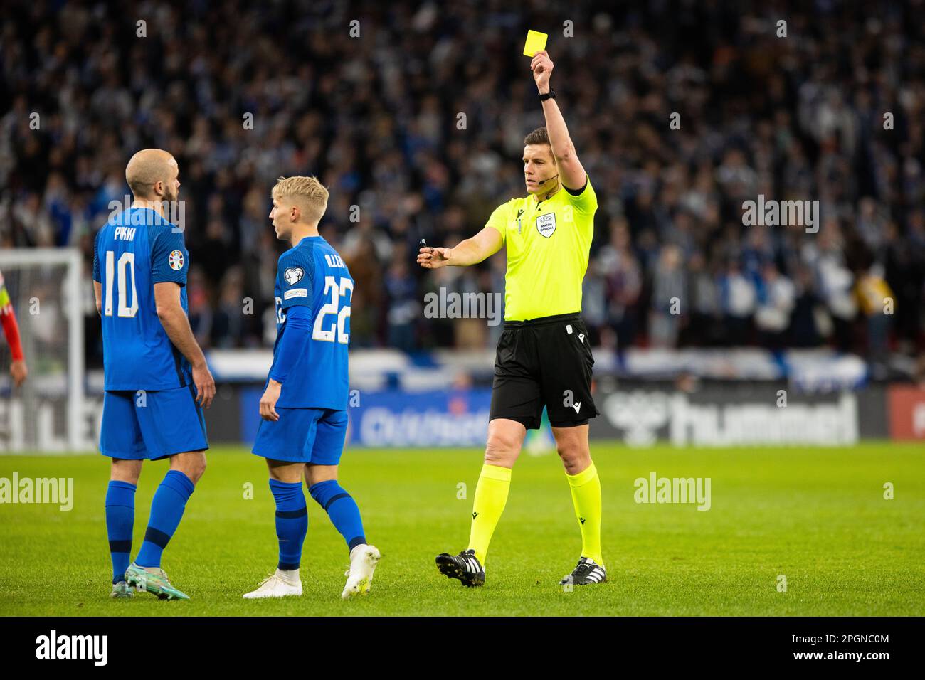 Copenhagen, Denmark. 23rd Mar, 2023. Referee Daniel Siebert books ...