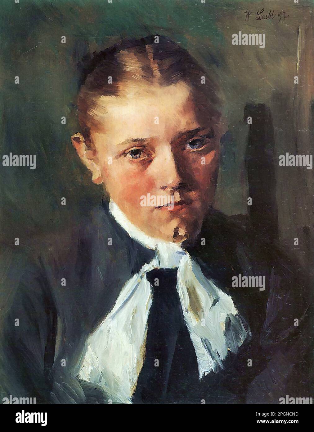 Leibl Wilhelm - Peasant Girl 2 - German School - 19th Century - Leibl ...