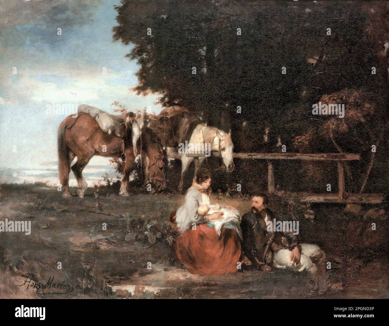 Marees Hans Von - Rast Am Waldesrand - German School - 19th and Early ...