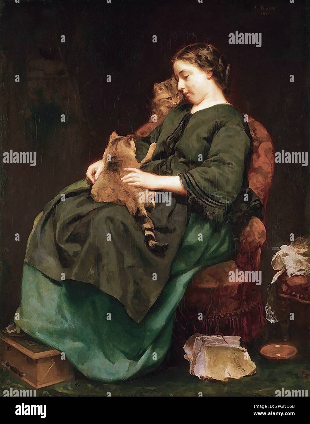 Knaus Ludwig - the Cat Mother - German School - 19th Century - Knaus ...