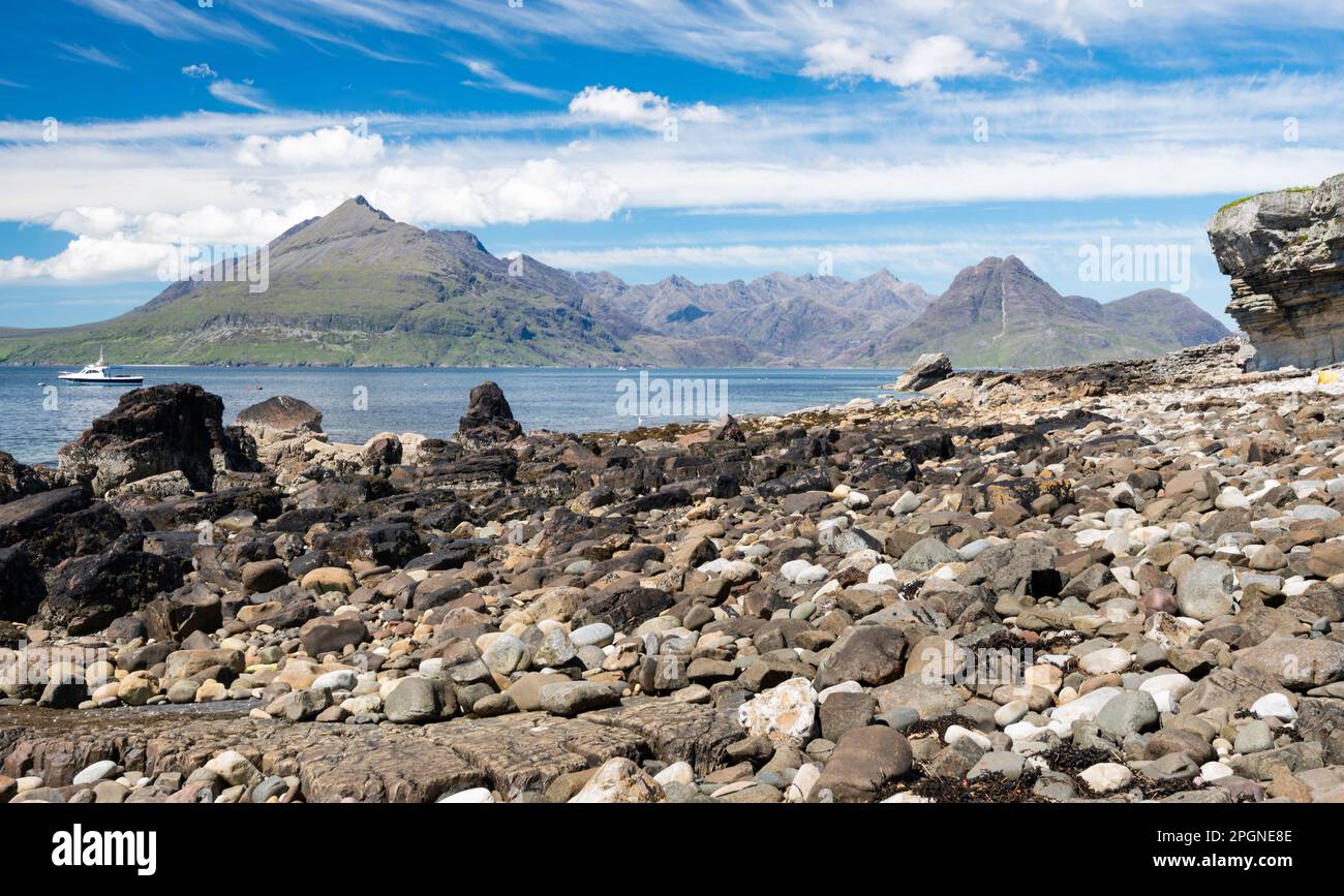 Scotland Isle Of Skye Elgol Beach and the Cullin Mountains Stock Photo ...