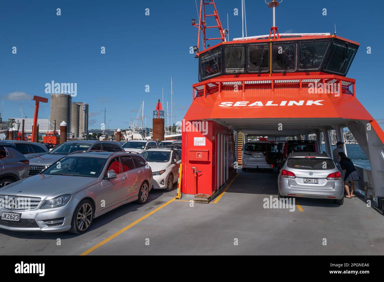 Views on board the Sealink ferry with vehicles from Auckland City ...