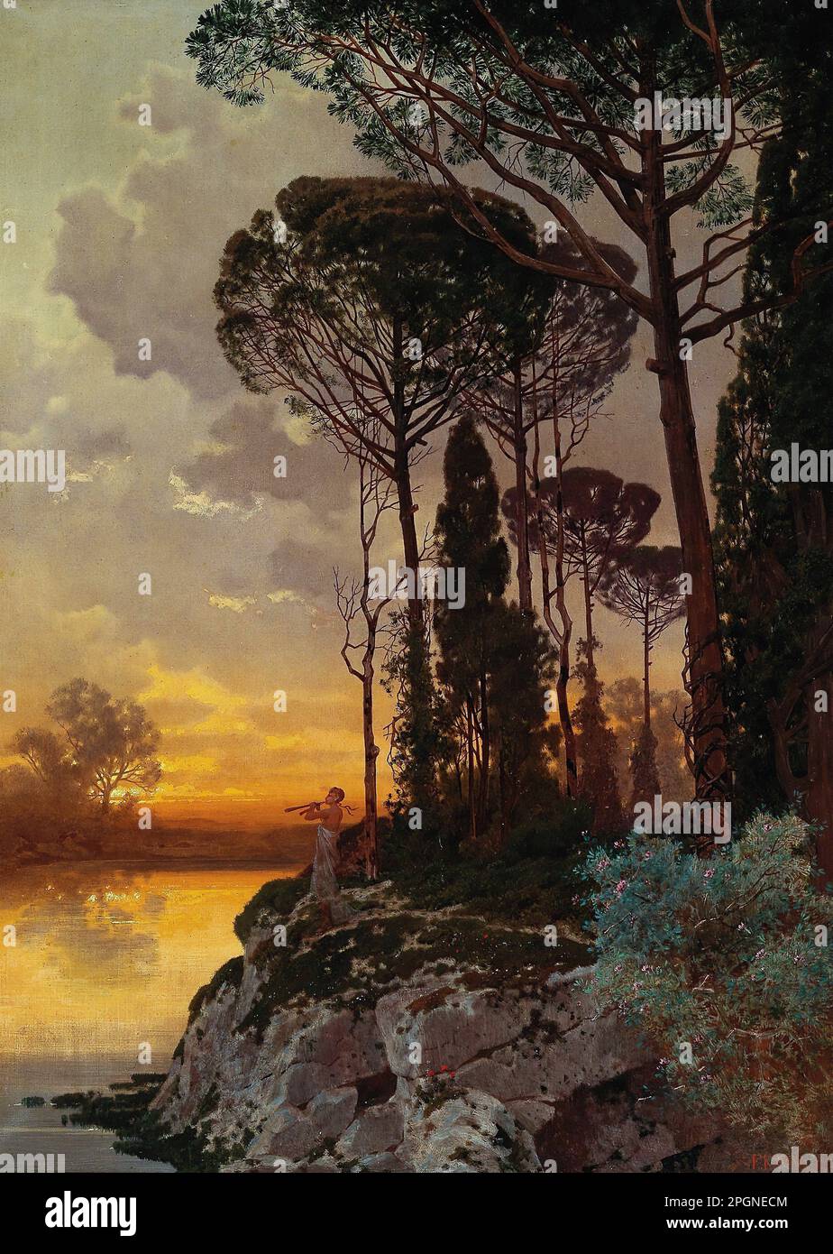 Knab Ferdinand - Sunset - German School - 19th Century - Knab Ferdinand - Sunset - German School ...