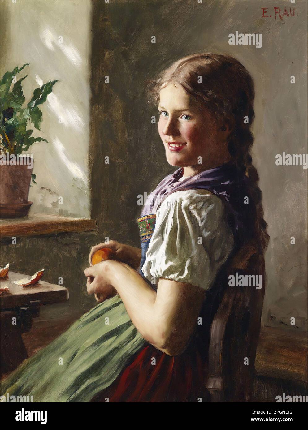 Rau Emil - Girl by the Window - German School - 19th Century - Rau Emil ...