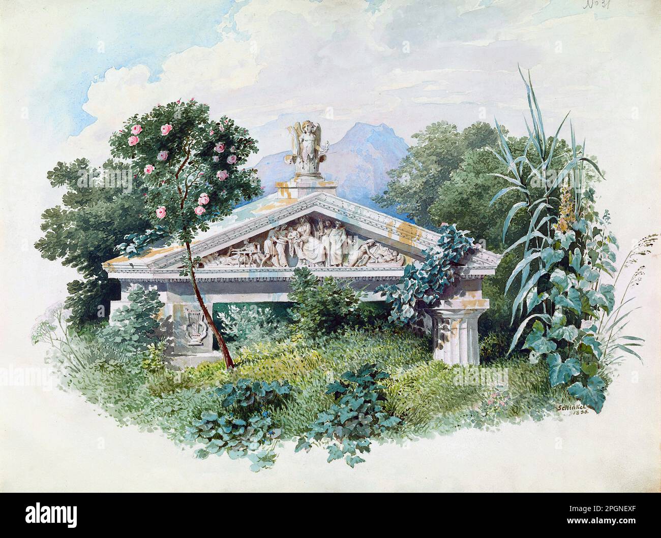 Schinkel Karl Friedrich - the Pediment of a Doric Building in the ...