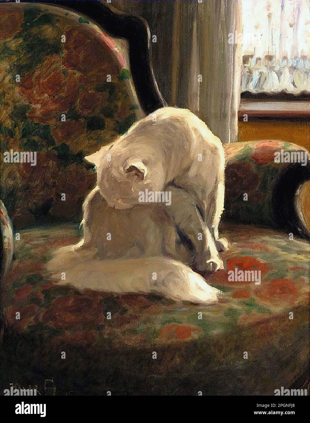 Heyer Arthur - Cat Washing It's Coat - German School - 19th Century ...