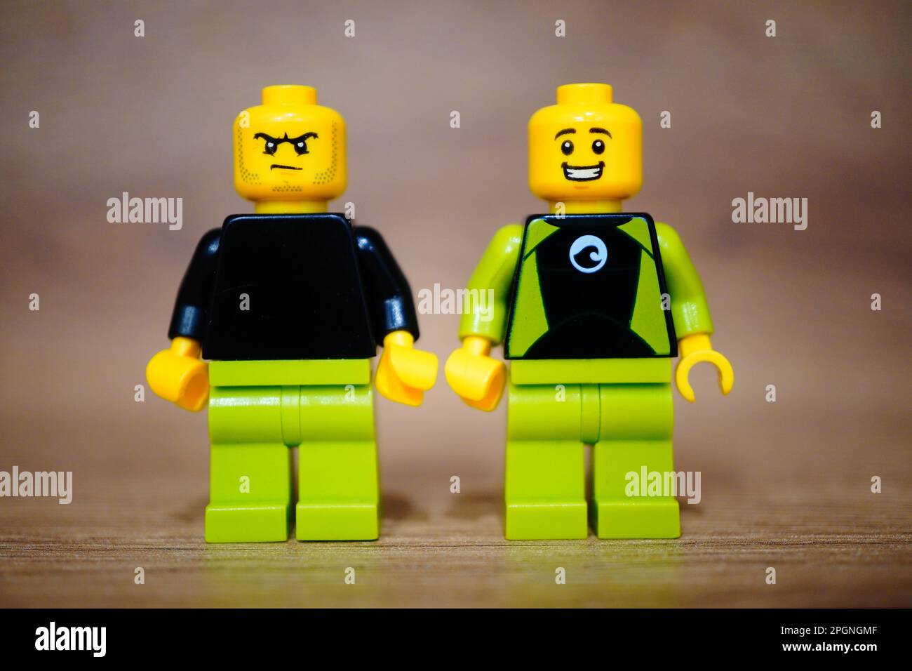 A cheerful Lego man figurines looking directly at the camera Stock ...