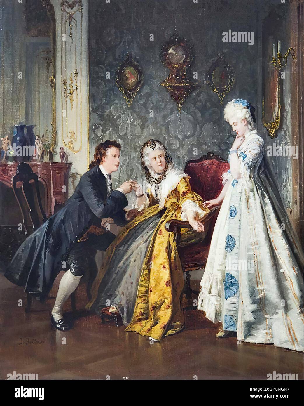 Gaisser Jakob Emanuel - Rococo Society in the Salon - German School ...