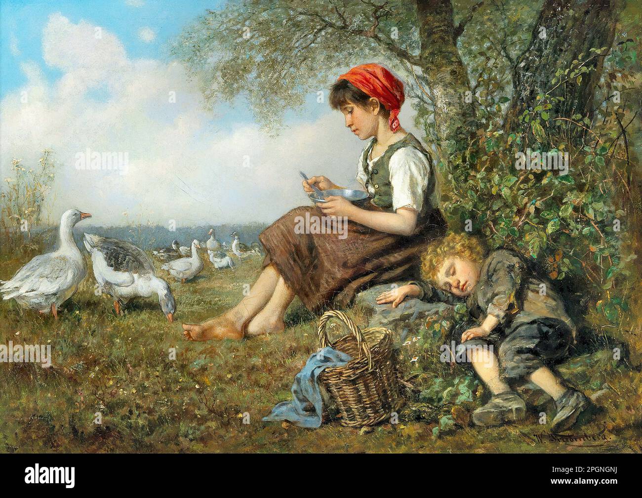Friedenberg Wilhelm - The lunch break of the goose girl - German School ...