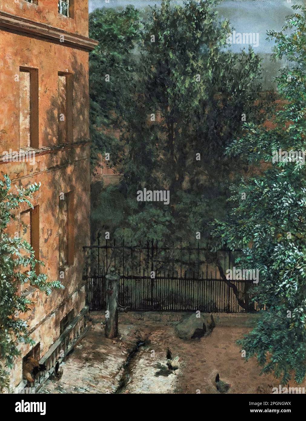 Menzel Adolph Von - View of a Small Courtyard - German School - 19th ...