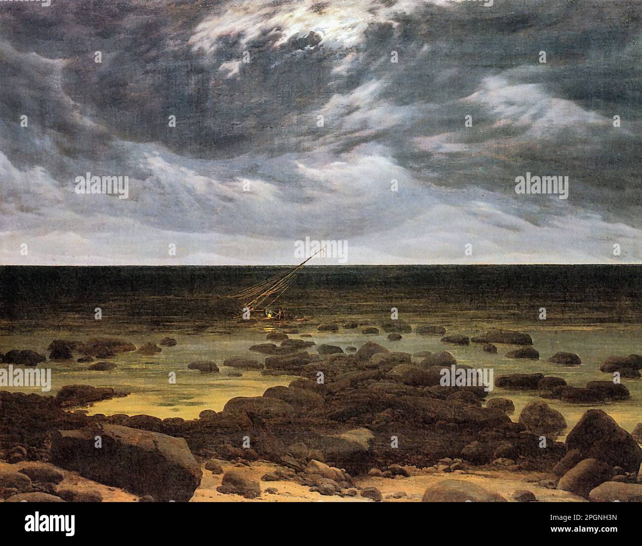 Friedrich Caspar David - Sea Coast By Moonlight - German School - 19th ...