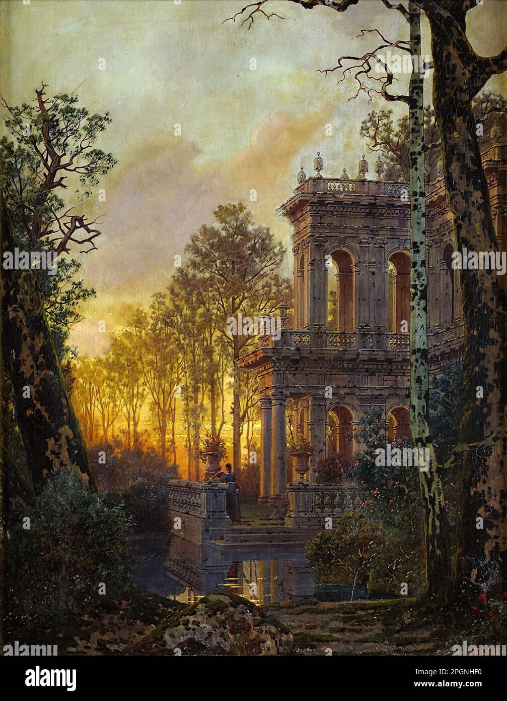 Knab Ferdinand - Roman Villa At Sunset 1 - German School - 19th Century ...