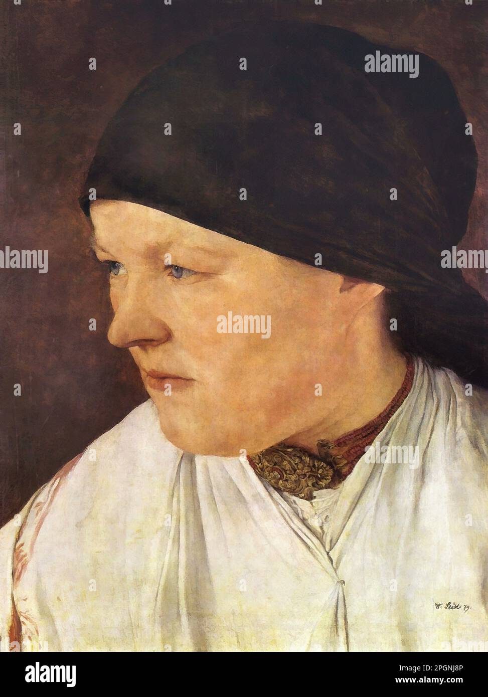 Leibl Wilhelm - Head Of A Peasant Girl - German School - 19th Century ...