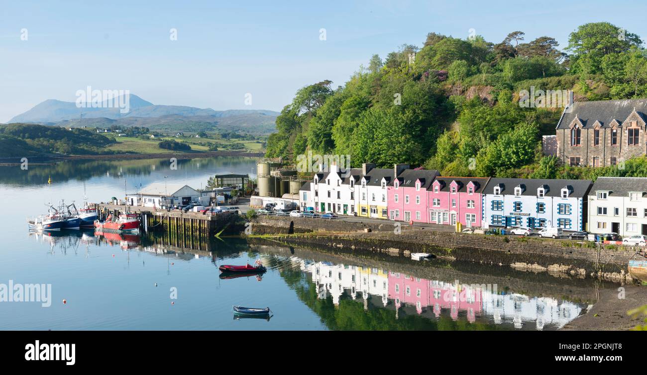 Scotland Portree Harbour Isle of Skye on a clear Summer Morning Stock ...