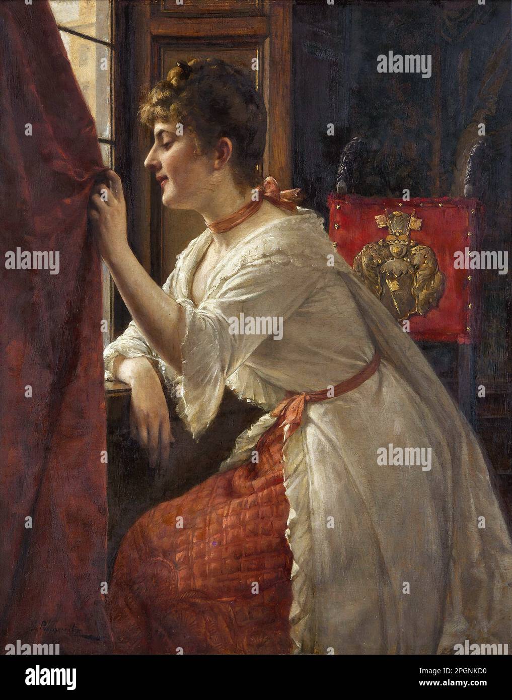 Papperitz Georg - Waiting by the Window - German School - 19th Century ...