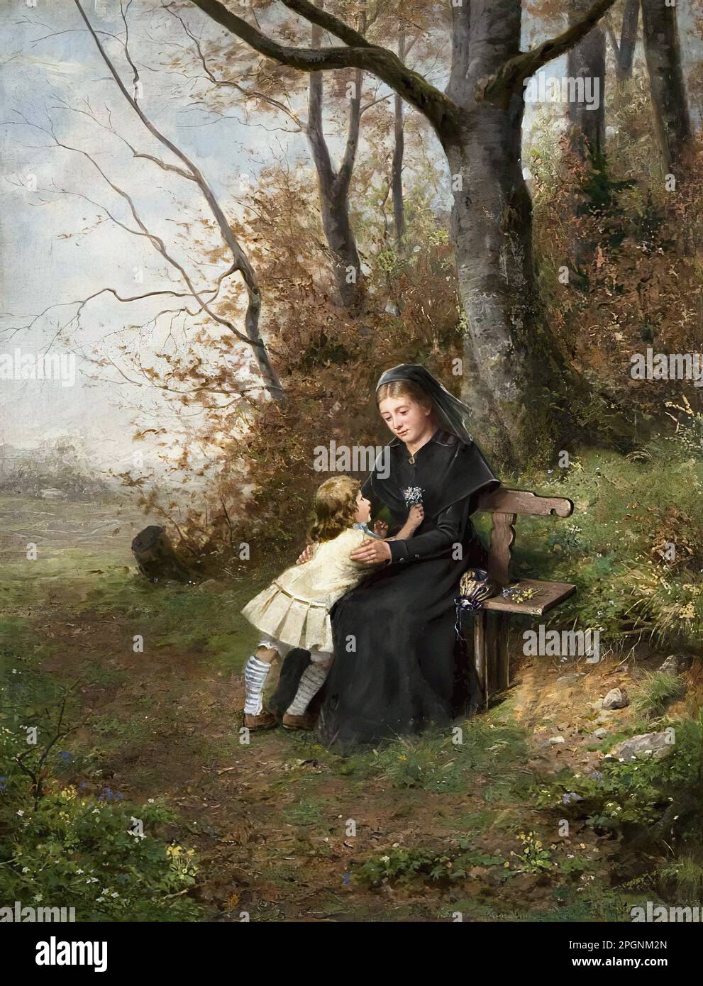 Hasselbach Wilhelm - The forget-me-not bouquet - German School - 19th ...