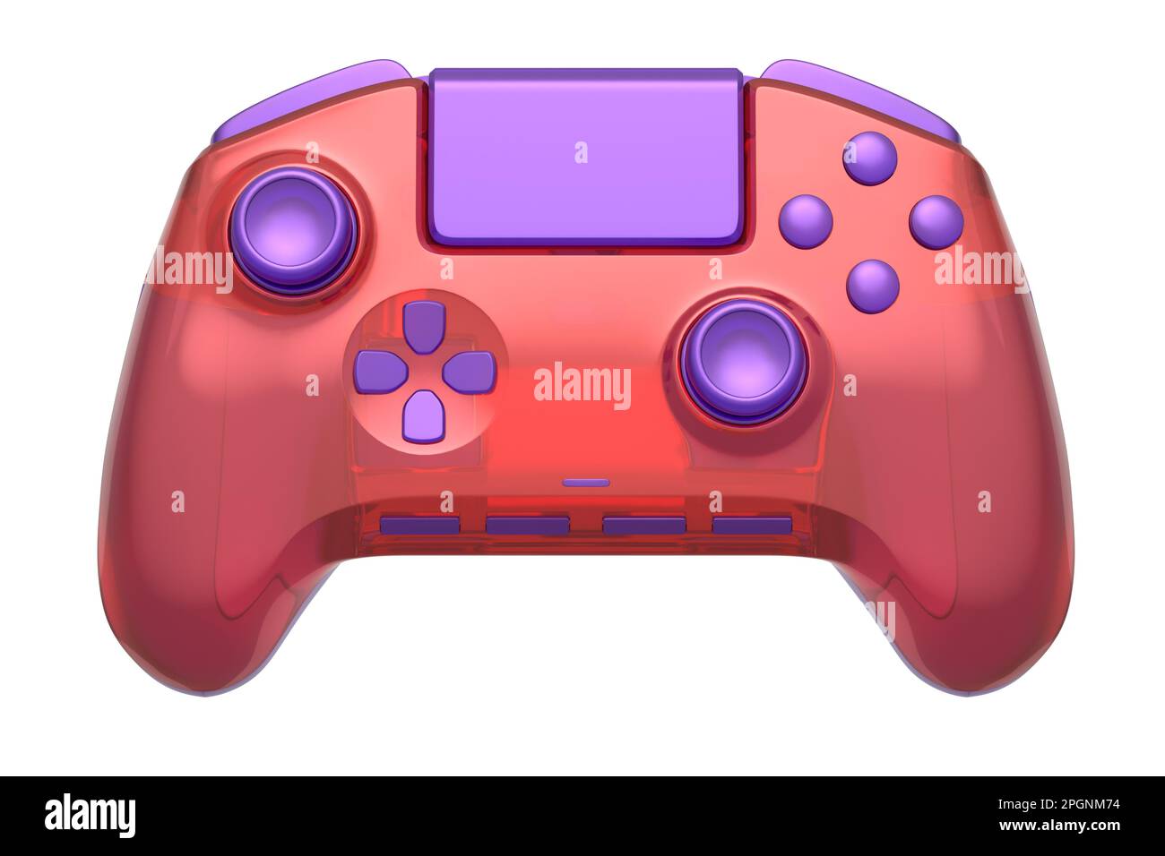 Realistic video game joystick with violet chrome texture isolated on ...