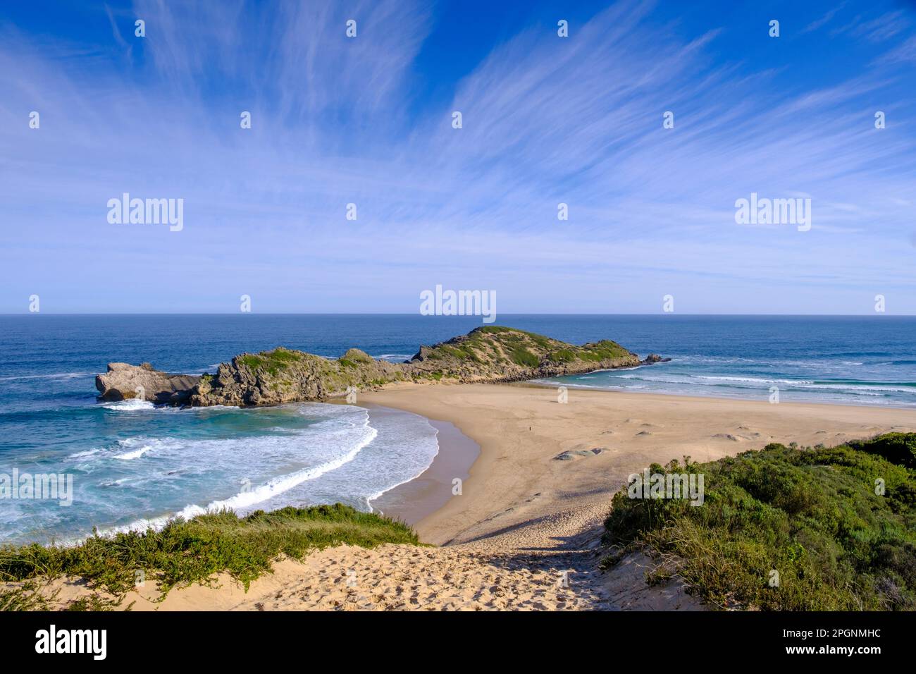 South Africa, Eastern Cape, Sandy beach in Robberg Nature Reserve Stock ...