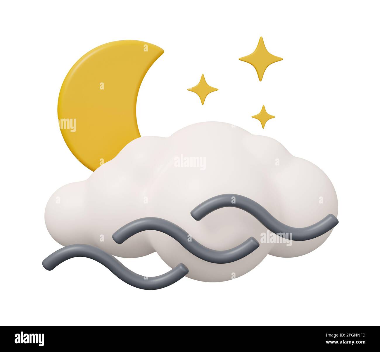 moon wind cloud 3d weather. isolated minimal 3d render illustration in ...