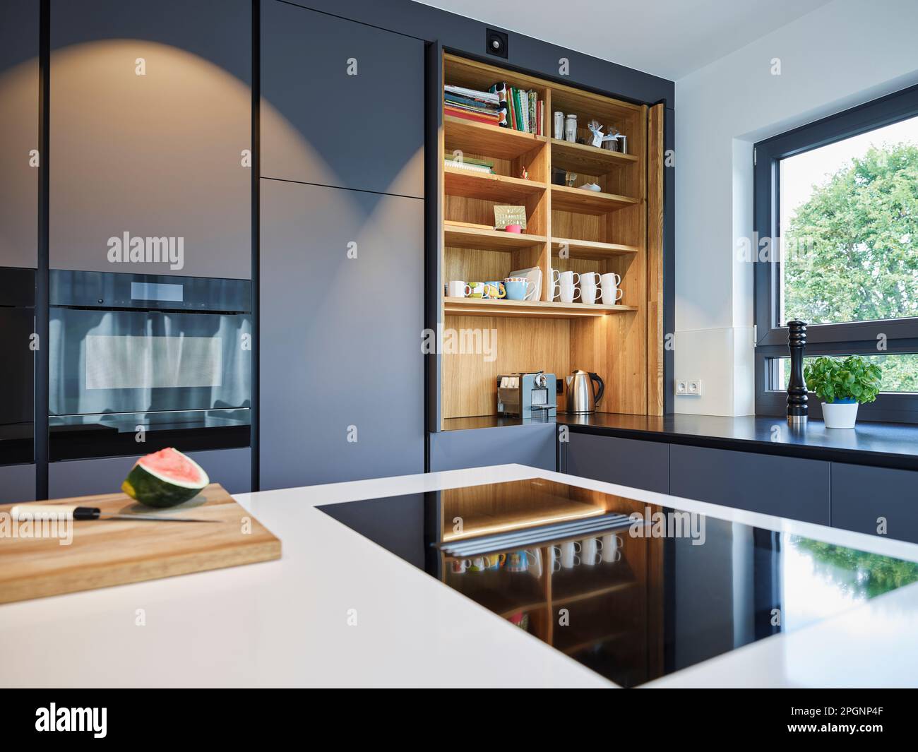 Modern kitchen set up in apartment Stock Photo - Alamy