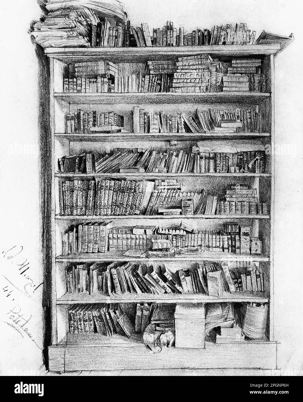 Menzel Adolph Von - Dr Puhlmann's Bookcase - German School - 19th ...